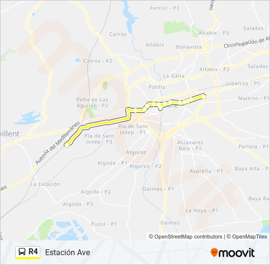 Línea r4: horarios, paradas y mapas - Estación Ave (Actualizado)