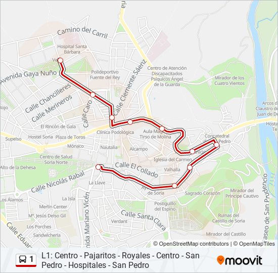 1 Route: Schedules, Stops & Maps - Calle Santa Bárbara/Residencia‎→ ...
