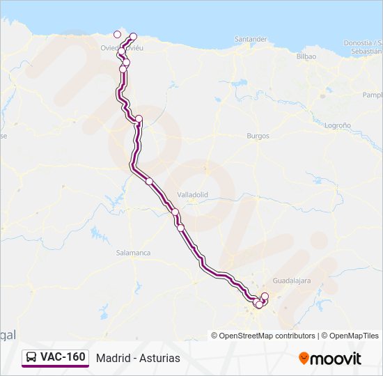 vac160 Route: Schedules, Stops & Maps - Asturias - Madrid (Updated)