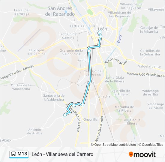 Línea m13: horarios, paradas y mapas - León (Actualizado)
