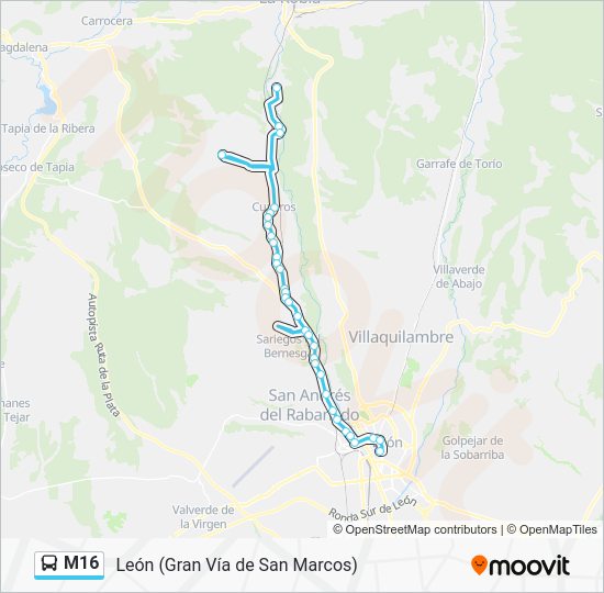 m16 Route: Schedules, Stops & Maps - León (Gran Vía de San Marcos ...