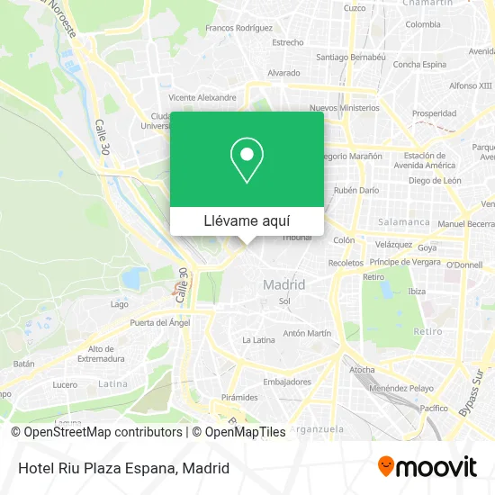 ¿Cómo llegar a Hotel Riu Plaza Espana en Madrid en metro, autobús o tren?