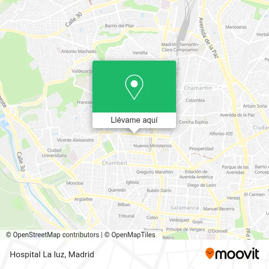 ¿Cómo llegar a Hospital La luz en Madrid en autobús, metro o tren?