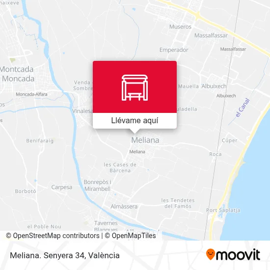 Meliana. Senyera 34 parada - Rutas, horarios y tarifas