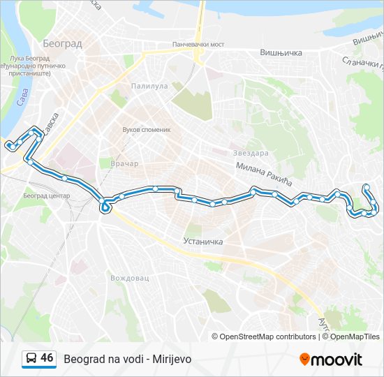 46 Trasa: Redovi vožnje, stajališta i mape - Trg Republike (Ažurirano)