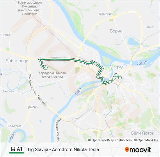 A1 Route: Schedules, Stops & Maps - Aerodrom "Nikola Tesla" (Dolasci ...