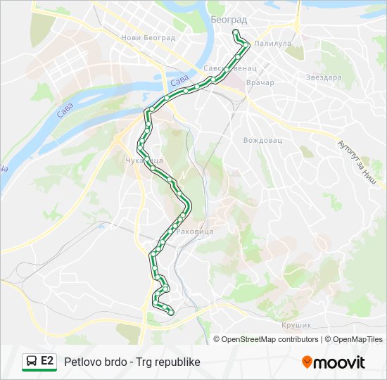 e2 Route: Schedules, Stops & Maps - Petlovo Brdo (Updated)