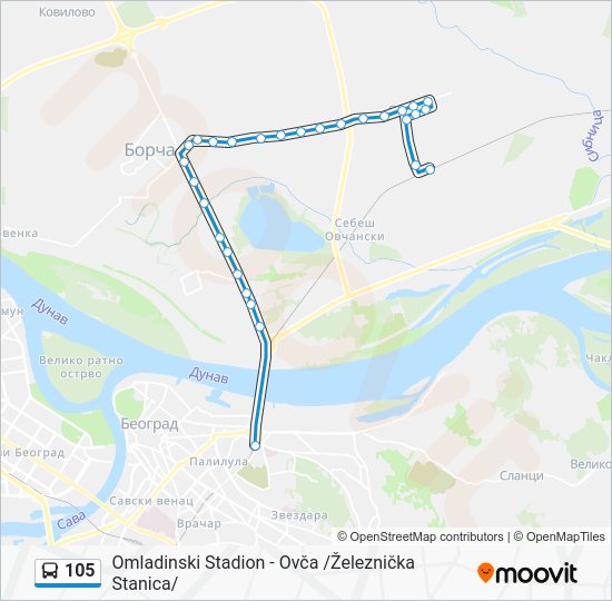 105 Route: Schedules, Stops & Maps - Omladinski Stadion/Izlaz/ (Updated)