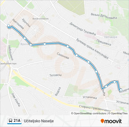 21a Route: Schedules, Stops & Maps - Učiteljsko Naselje (Updated)
