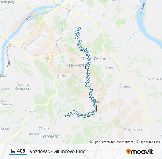 405 Route: Schedules, Stops & Maps - Glumčevo Brdo (Updated)