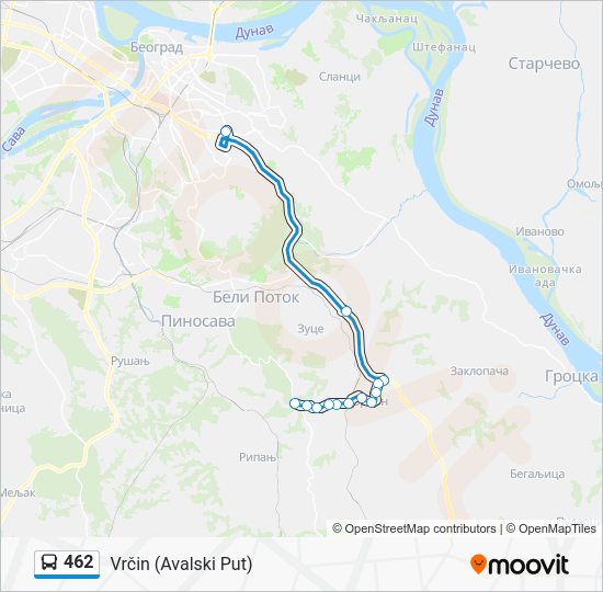 462 Route: Schedules, Stops & Maps - Vrčin (Avalski Put) (Updated)