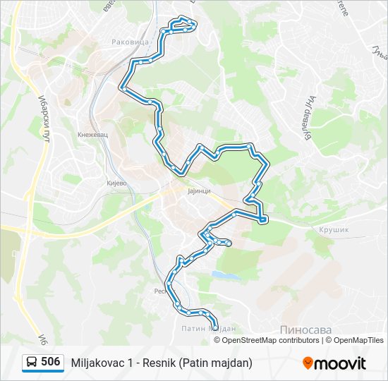 506 Route: Schedules, Stops & Maps - Miljakovac 1 (Updated)