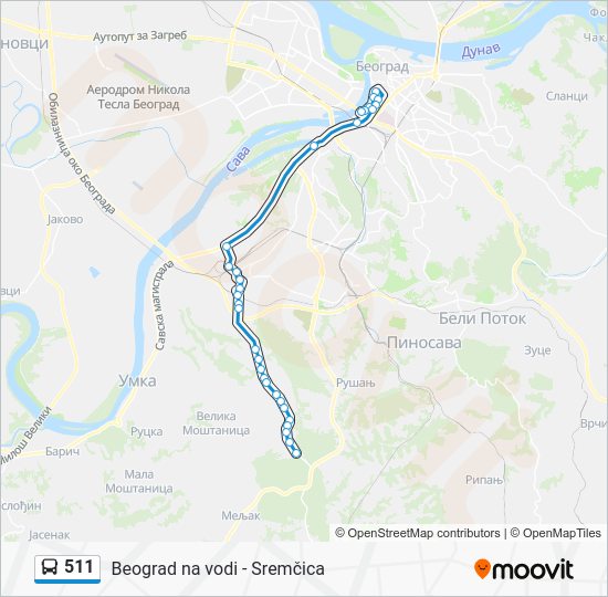 511 Route: Schedules, Stops & Maps - Sremčica (Updated)