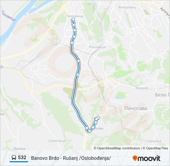 532 Route: Schedules, Stops & Maps - Banovo Brdo * (Updated)