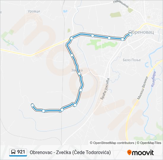 921 Route: Schedules, Stops & Maps - Obrenovac As (Updated)
