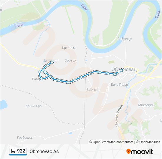 922 Route: Schedules, Stops & Maps - Obrenovac As (Updated)