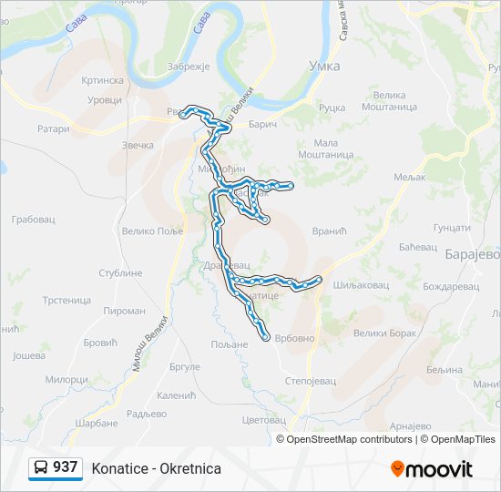 937 Route: Schedules, Stops & Maps - Konatice - Okretnica (Updated)