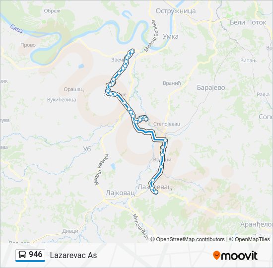 946 Route: Schedules, Stops & Maps - Lazarevac As (Updated)