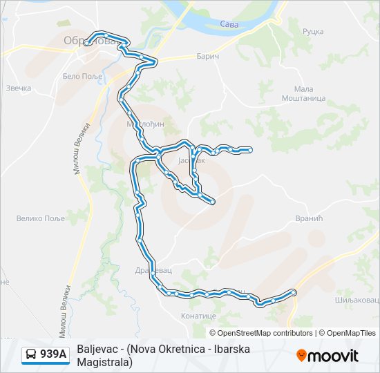 939A Route: Schedules, Stops & Maps - Baljevac - (Nova Okretnica ...