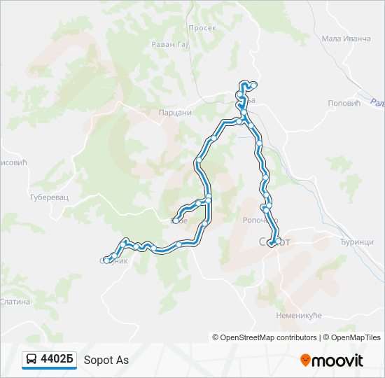 4402Б Trasa: Redovi vožnje, stajališta i mape - Sopot As (Ažurirano)