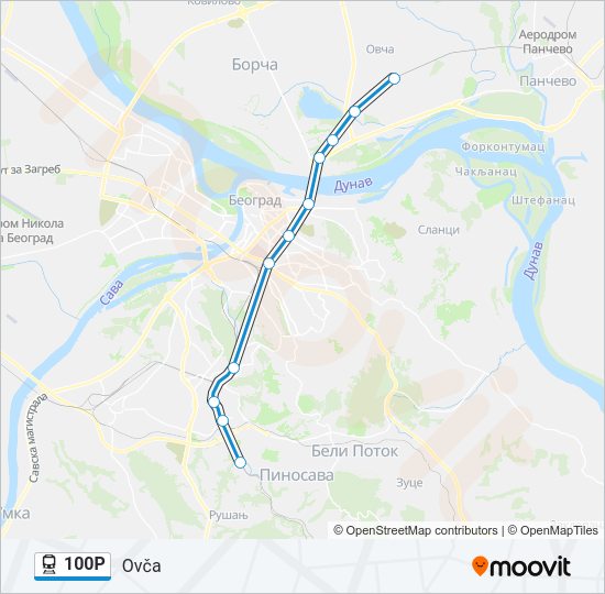 100P Trasa: Redovi vožnje, stajališta i mape - Ovča (Ažurirano)