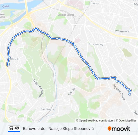 49 Trasa: Redovi vožnje, stajališta i mape - Naselje Stepa Stepanović ...