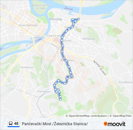 48 Trasa: Redovi vožnje, stajališta i mape - Pančevački Most ...