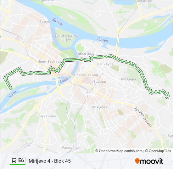 e6 Route: Schedules, Stops & Maps - Mirijevo 4 (Updated)
