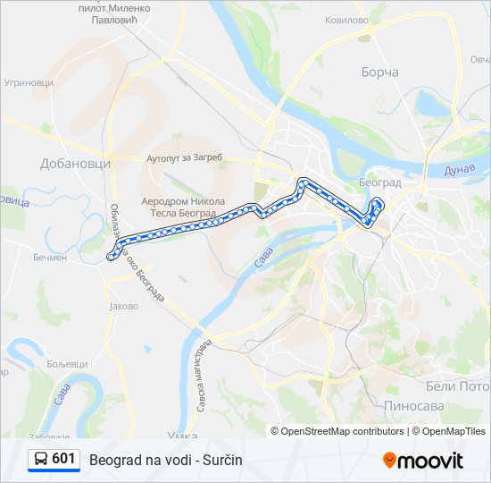 601 Route: Schedules, Stops & Maps - Beograd Na Vodi (Updated)