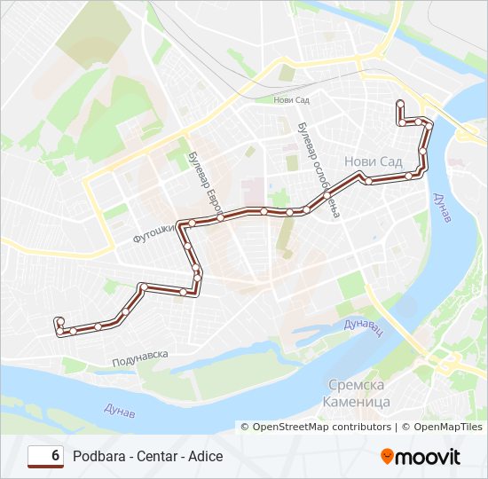 6 Trasa: Redovi vožnje, stajališta i mape - Adice (Ažurirano)