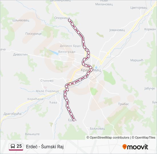 25 Trasa: Redovi vožnje, stajališta i mape - Šumski Raj (Iz Erdeča ...