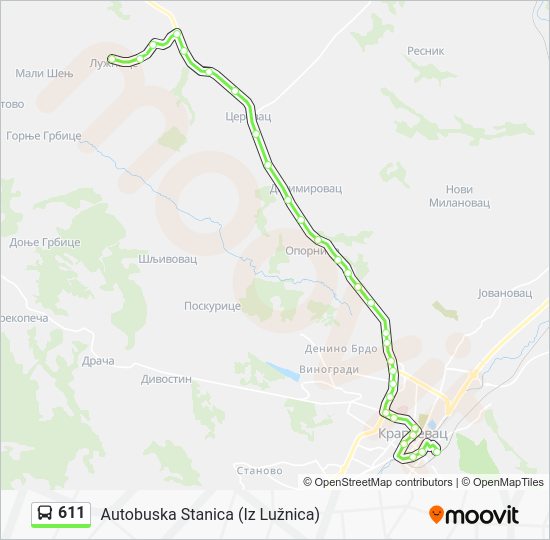 611 Trasa: Redovi vožnje, stajališta i mape - Autobuska Stanica (Iz ...
