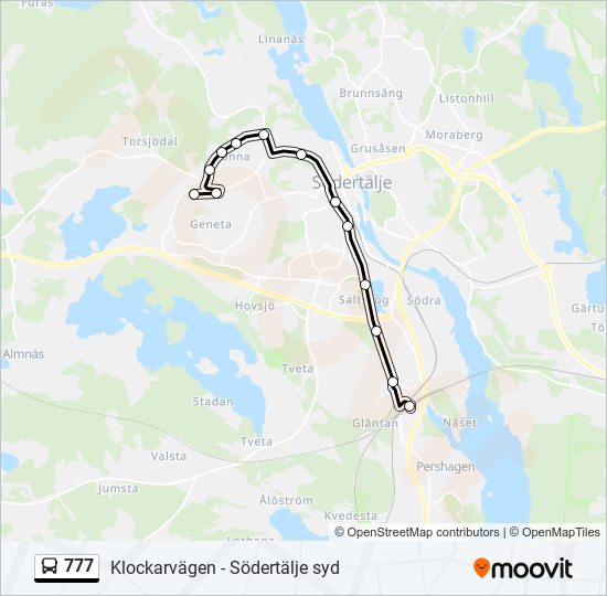 777 Rutt: Tidtabeller, Hållplatser & Kartor - Södertälje Syd (Uppdaterat)