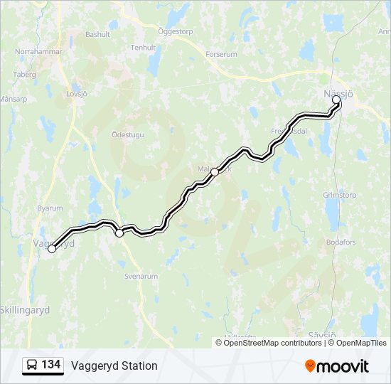 134 Route: Schedules, Stops & Maps - Vaggeryd Station (Updated)