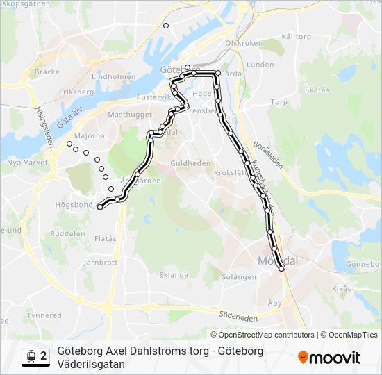 2 Rutt: Tidtabeller, Hållplatser & Kartor - Göteborg Axel Dahlströms ...