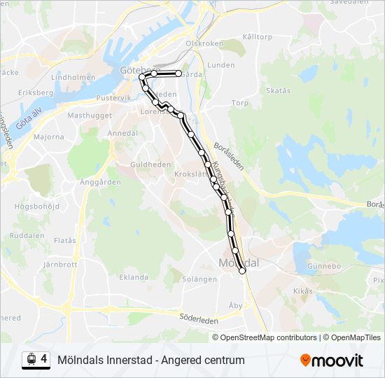 4 Rutt: Tidtabeller, Hållplatser & Kartor - Göteborg Ullevi Norra ...