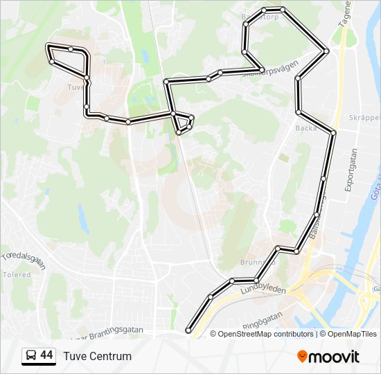 44 Route: Schedules, Stops & Maps - Tuve Centrum (Updated)