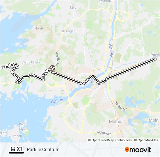x1 Rutt: Tidtabeller, Hållplatser & Kartor - Partille Centrum (Uppdaterat)