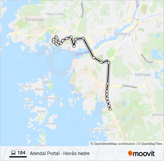 184 Route: Schedules, Stops & Maps - Hovås Nedre (Updated)