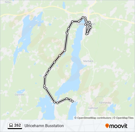 262 Rutt: Tidtabeller, Hållplatser & Kartor - Ulricehamn Busstation ...