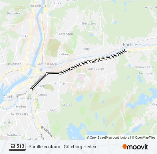 513 Route: Schedules, Stops & Maps - Göteborg Svingeln (Updated)
