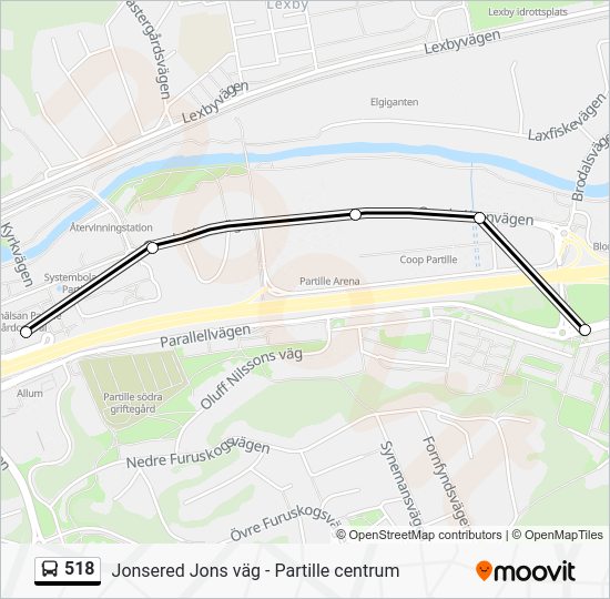 518 Route: Schedules, Stops & Maps - Partille Centrum (Updated)