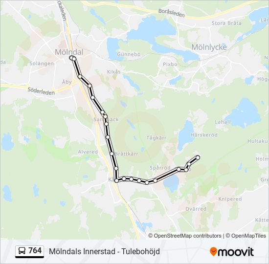 764 Rutt: Tidtabeller, Hållplatser & Kartor - Tulebohöjd (Uppdaterat)