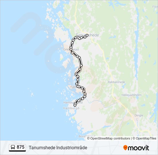 875 Rutt: Tidtabeller, Hållplatser & Kartor - Tanumshede Industriområde ...
