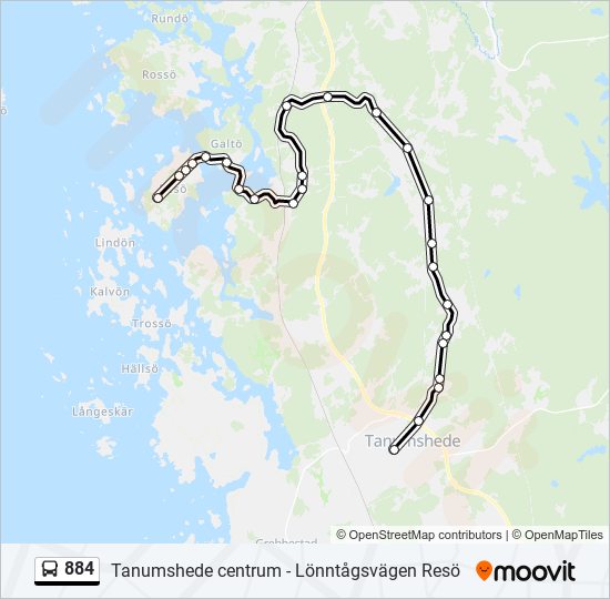 884 Rutt: Tidtabeller, Hållplatser & Kartor - Tanumshede Centrum ...