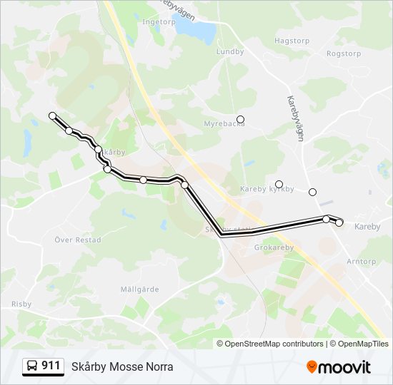 911 Route: Schedules, Stops & Maps - Skårby Mosse Norra (Updated)