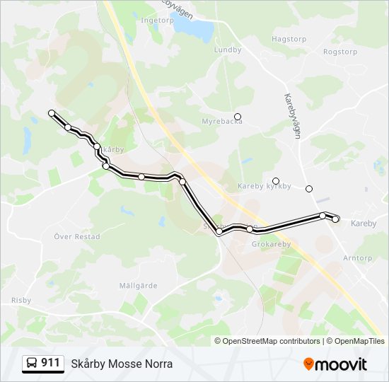 911 Route: Schedules, Stops & Maps - Skårby Mosse Norra (Updated)