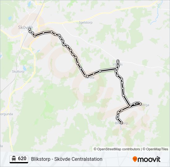 620 Route: Schedules, Stops & Maps - Skövde Centralstation (Updated)