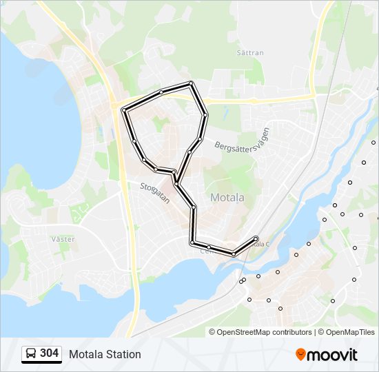 304 Rutt: Tidtabeller, Hållplatser & Kartor - Motala Station (Uppdaterat)