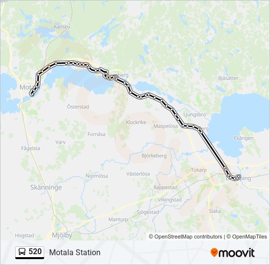 520 Rutt: Tidtabeller, Hållplatser & Kartor - Motala Station (Uppdaterat)